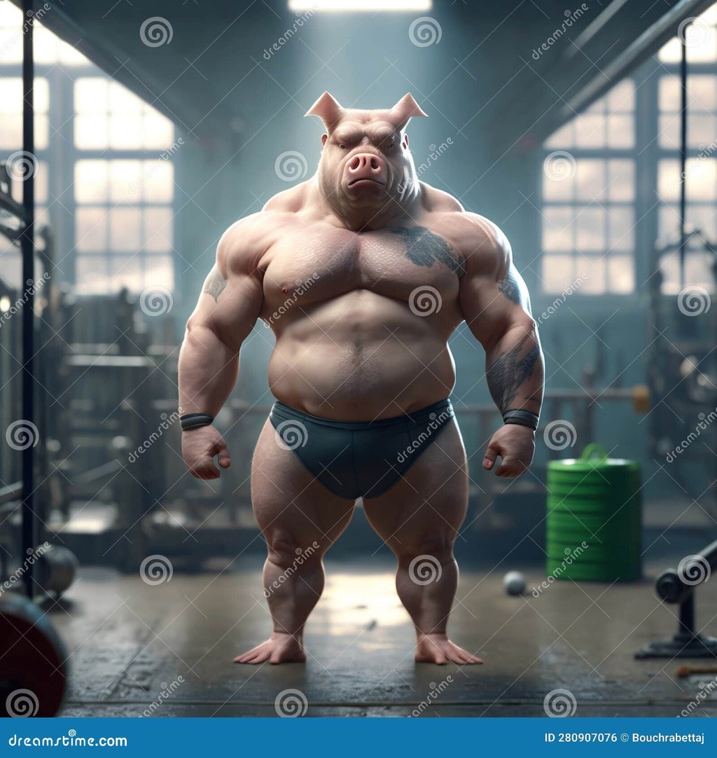 Muscular fat pig anthro | OpenArt