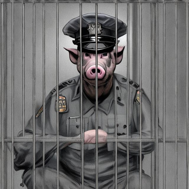 A sad looking humanoid pig police officer, in unifor... | OpenArt