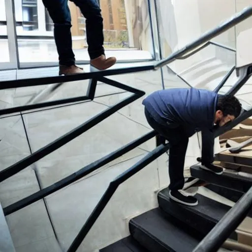 people falling down stairs | OpenArt