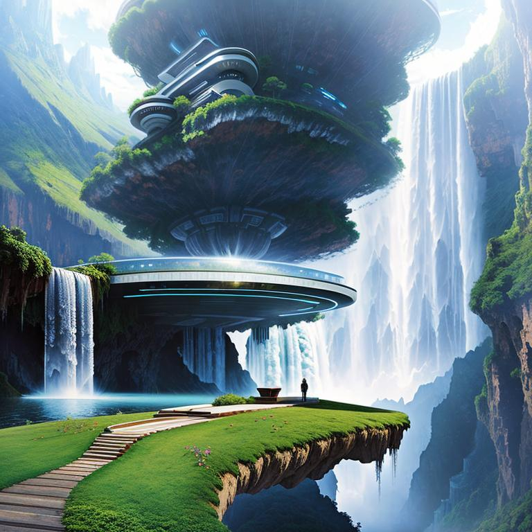 Concept Artist Floating Waterfall City Wallpapers Futuristic Floating