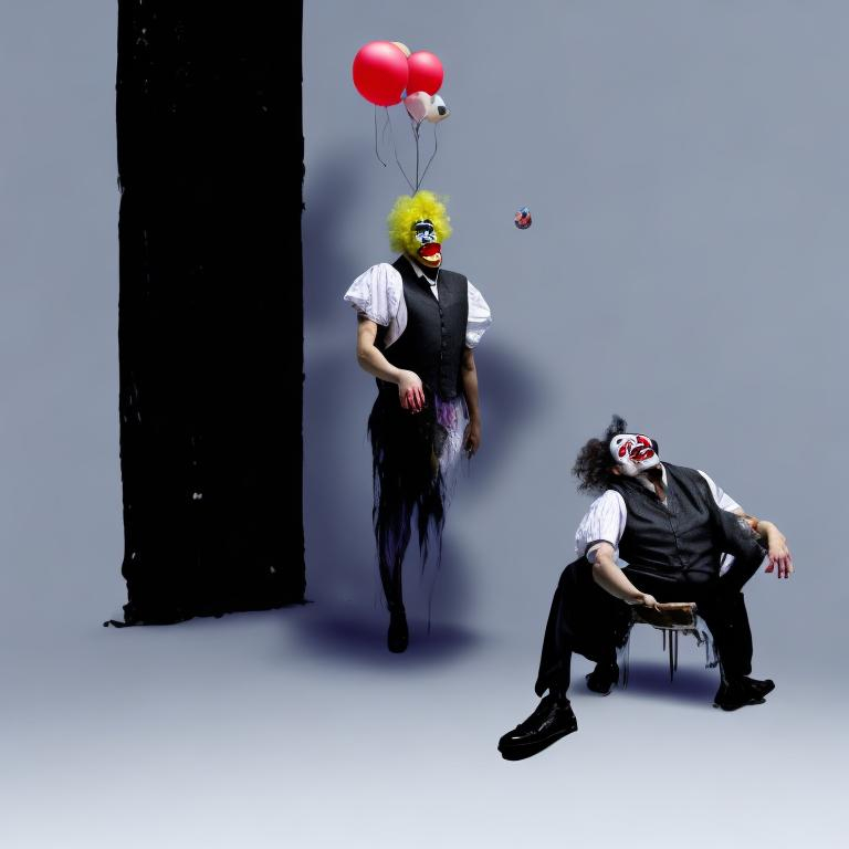 a suicidal clown around a swimming pool | OpenArt
