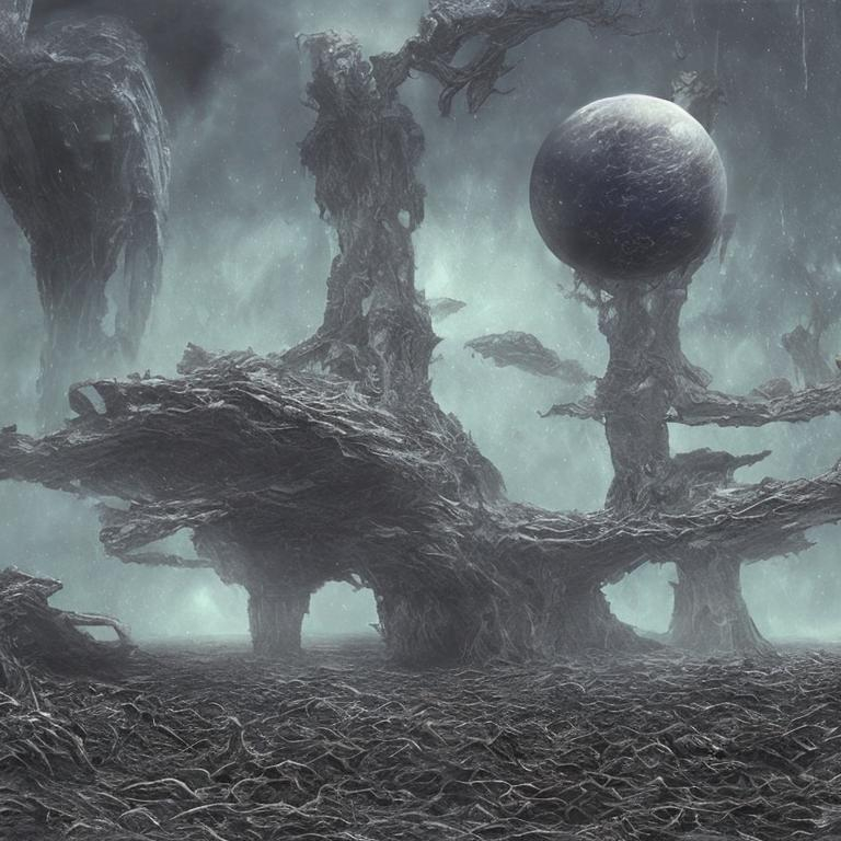 distant exoplanet with creepy eye, alien infestation...