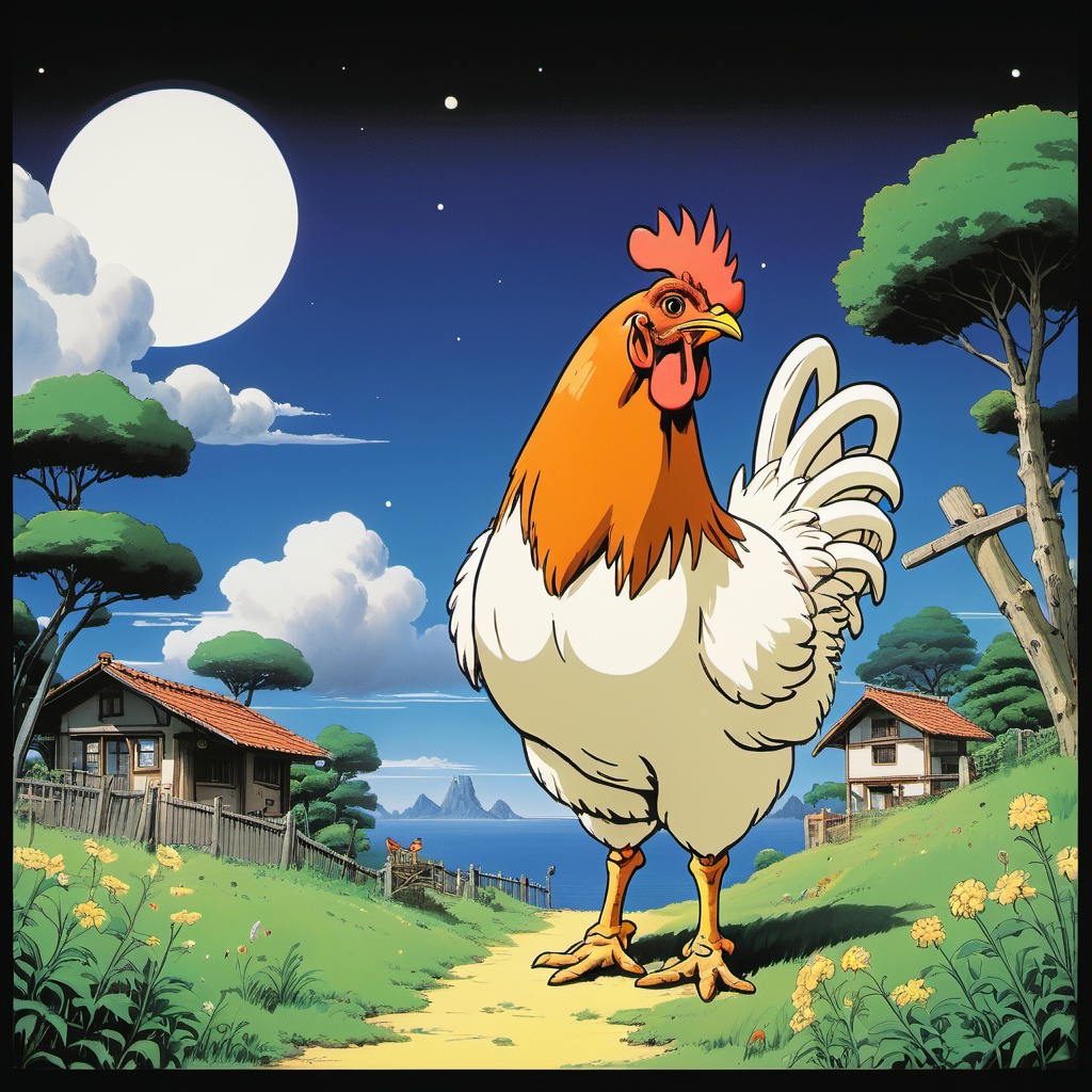 Ghibli 2D anime style. Ping poing? An Chicken 7 book...