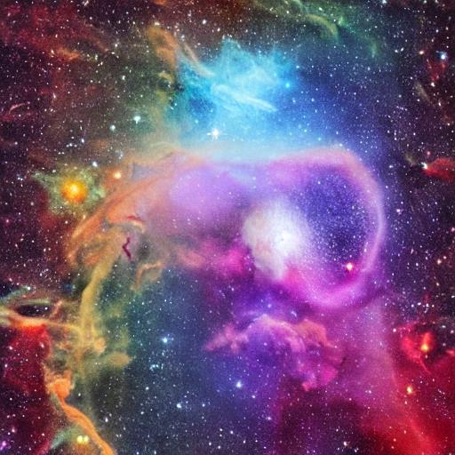 Deep space nebulae shaped like giant creatures multi...