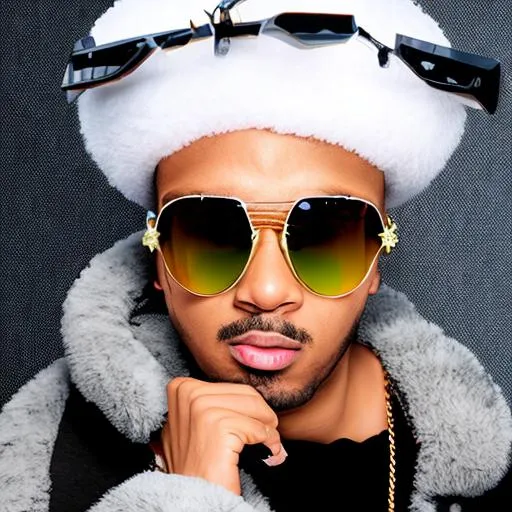 Rapper With Fluffy Hat, Sunglasses, Chains, And Bubb... | OpenArt