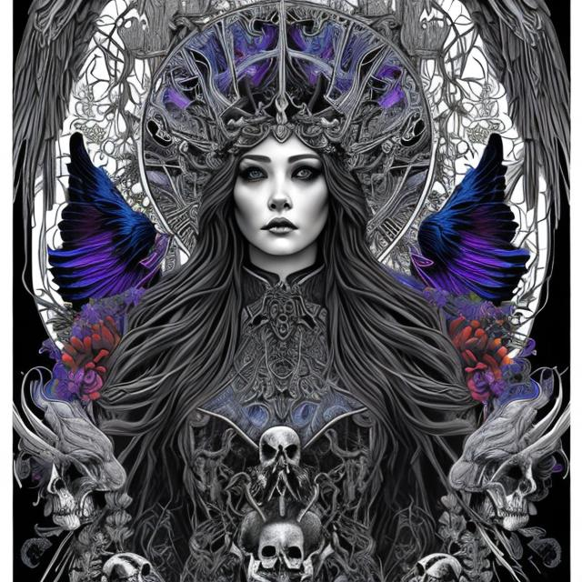ultra realistic coloring page goddess of death with... | OpenArt