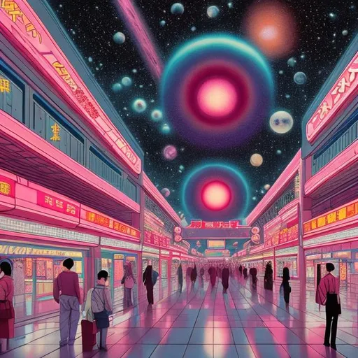 retro mall scene, imperial japan, retrowave, neon, s... | OpenArt