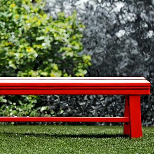 Show an image of a traditional sports bench with dev... | OpenArt