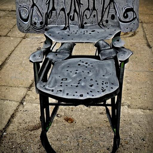 Steel chair Tim Burton style old graffiti