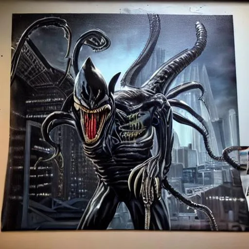 venom as a xenomorph and big tail in a grim dark new... | OpenArt