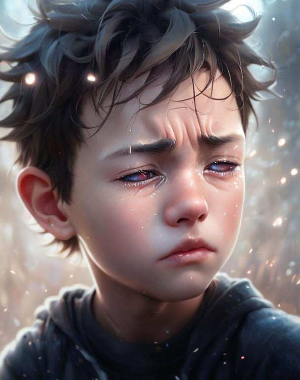 1 boy crying, Closeup face portrait of a boys, smoot... | OpenArt