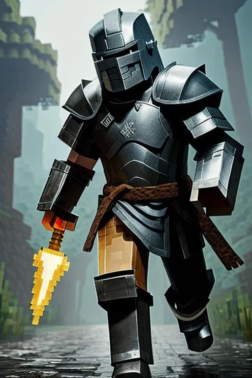 Minecraft, Knight with a glass helmet, wearing fanta... | OpenArt
