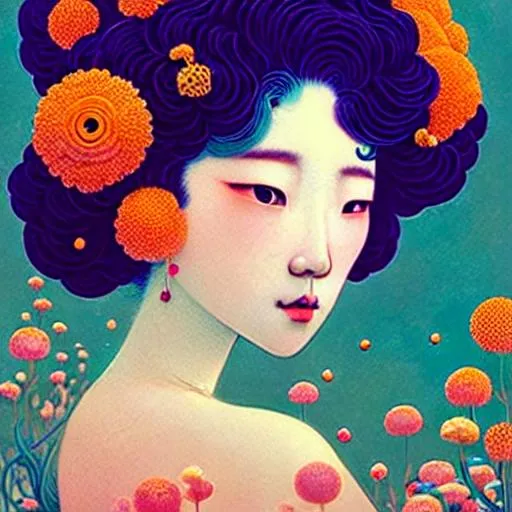 beautiful cute front portrait Korean ninfa, big long... | OpenArt
