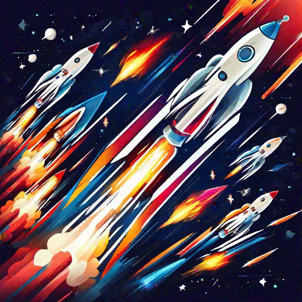 Abstract space rocket battle