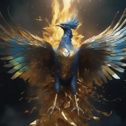 Epic beautiful Kintsugi Phoenix wide open wings made...