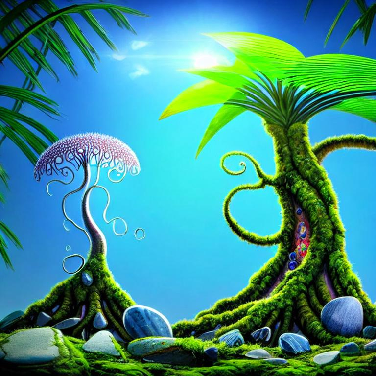 magical giant sentient tropical sandy palm tree carn... | OpenArt