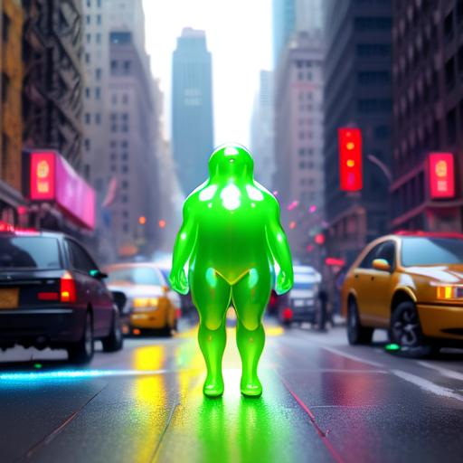 a slime humanoid explodes in pieces on the streets o... | OpenArt