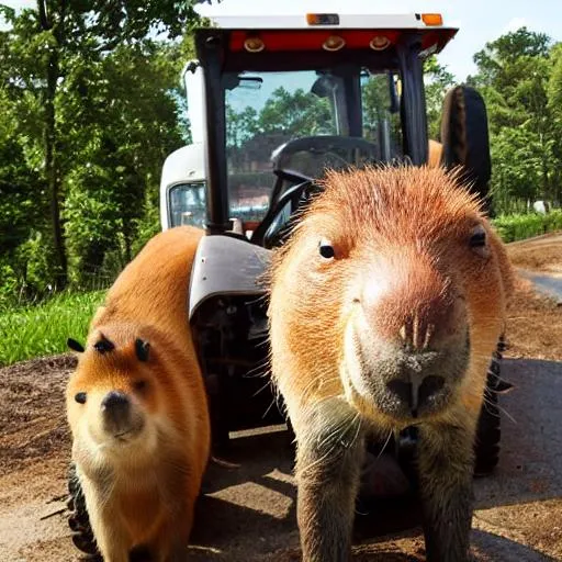capybara driving a red porche 911 2023 model into a... | OpenArt