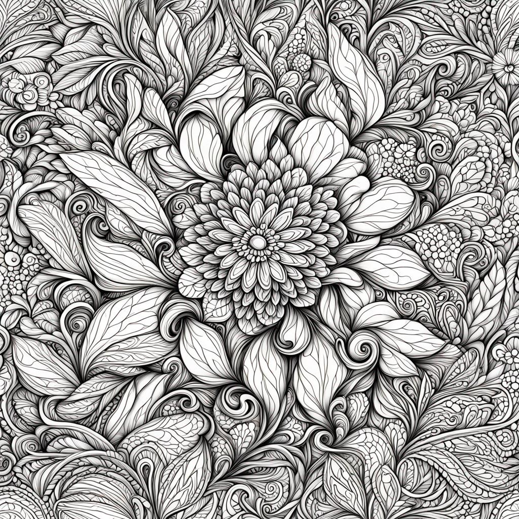 zendoodle, line art, black and white, doodle, handdr...