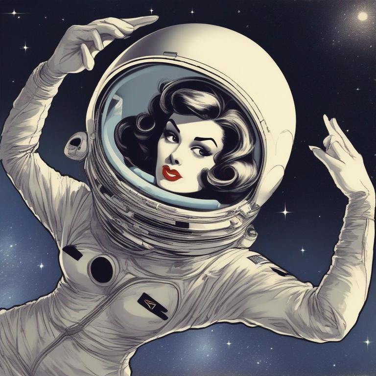 pin-up space woman