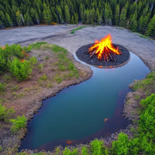 Fire Lake , burning water , flames