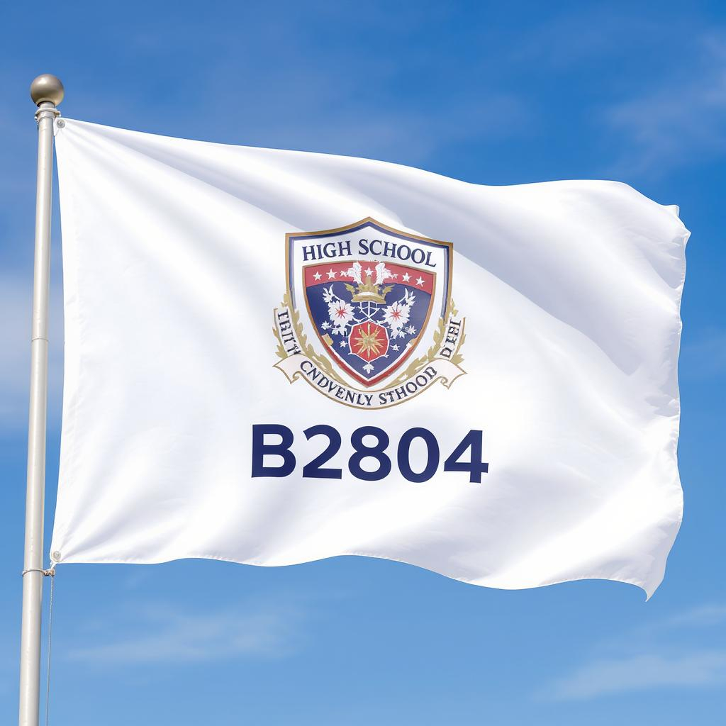 make a high school flag， white background, with mean...
