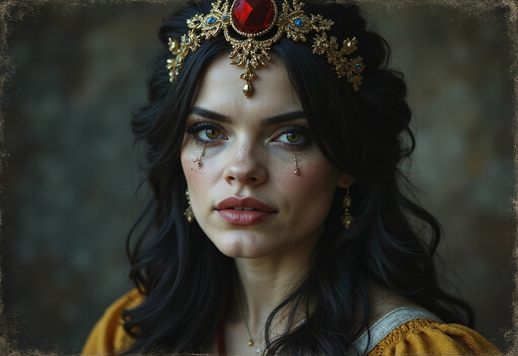 Grunge medieval Snow White drag queen (strong mascul...