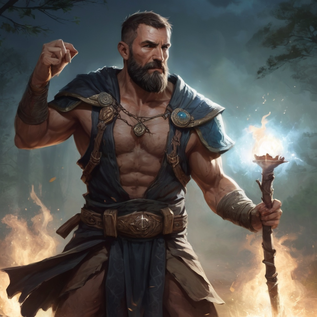 (head and torso) Male stocky fit muscular 40-year ol...