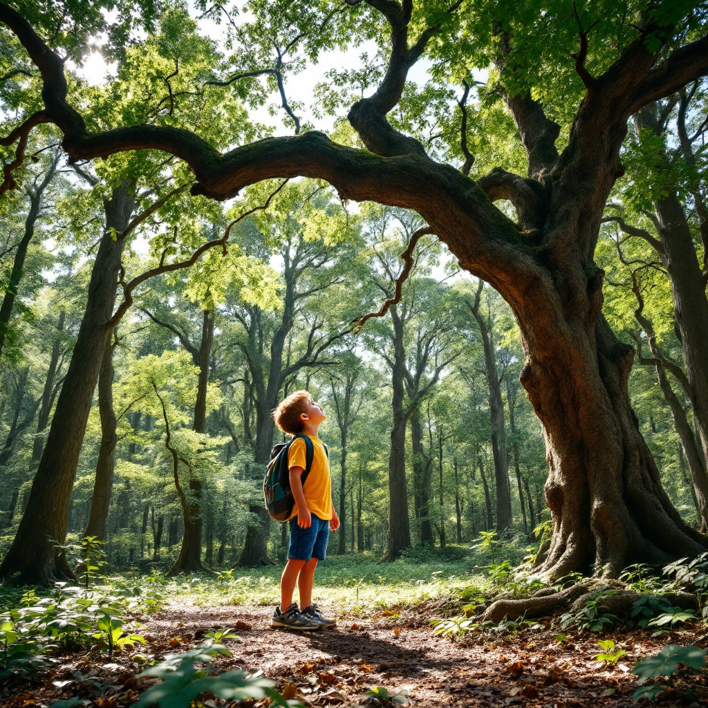 A boy with tree