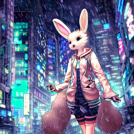 character portrait of a female petite anthro rabbit... | OpenArt