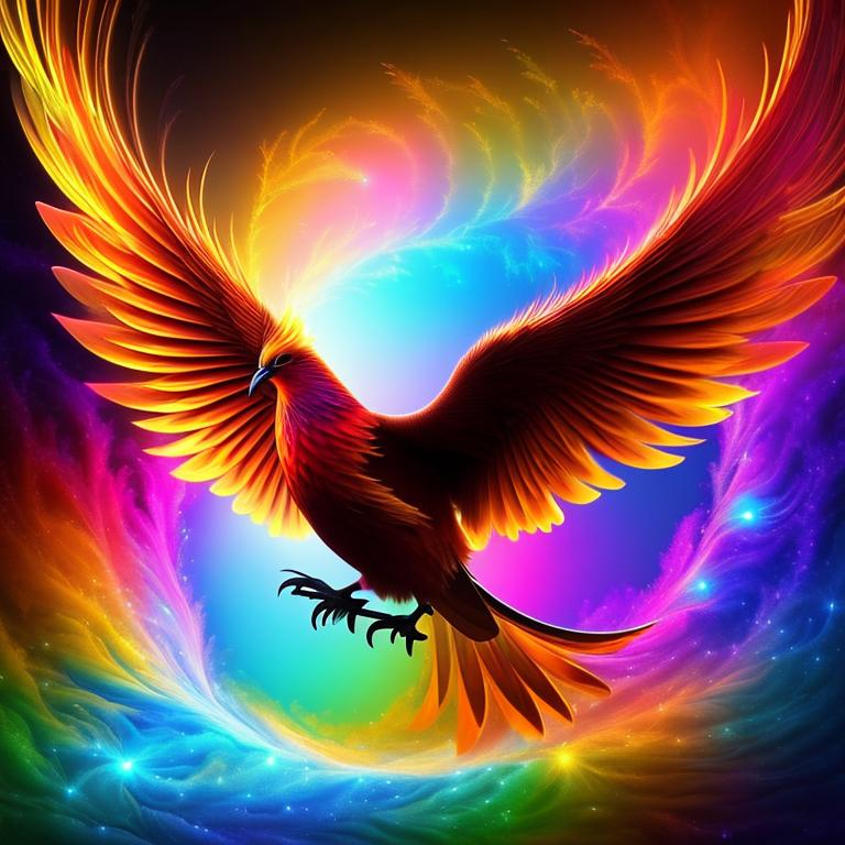 phoenix bird, holding the bright sun with its claw:...