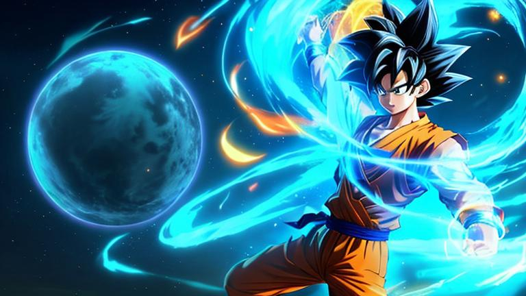 pltn style, full body Portrait of a Son Goku from Dr...