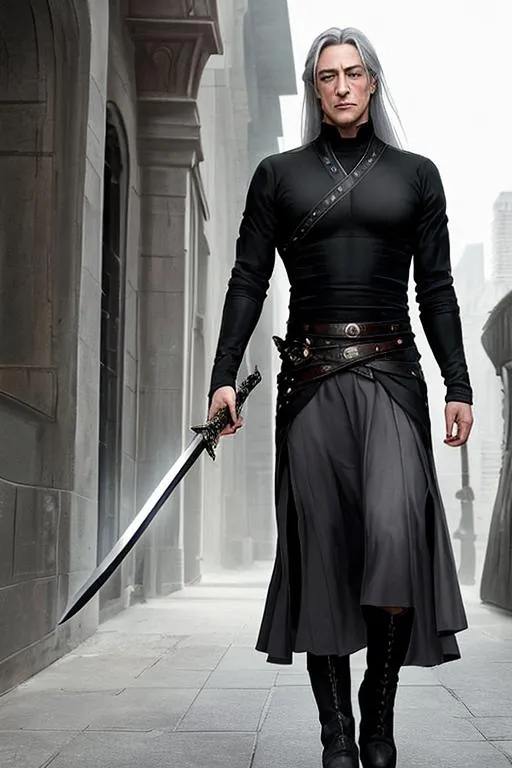 Jason Isaacs , 24 male android character, long grey... | OpenArt