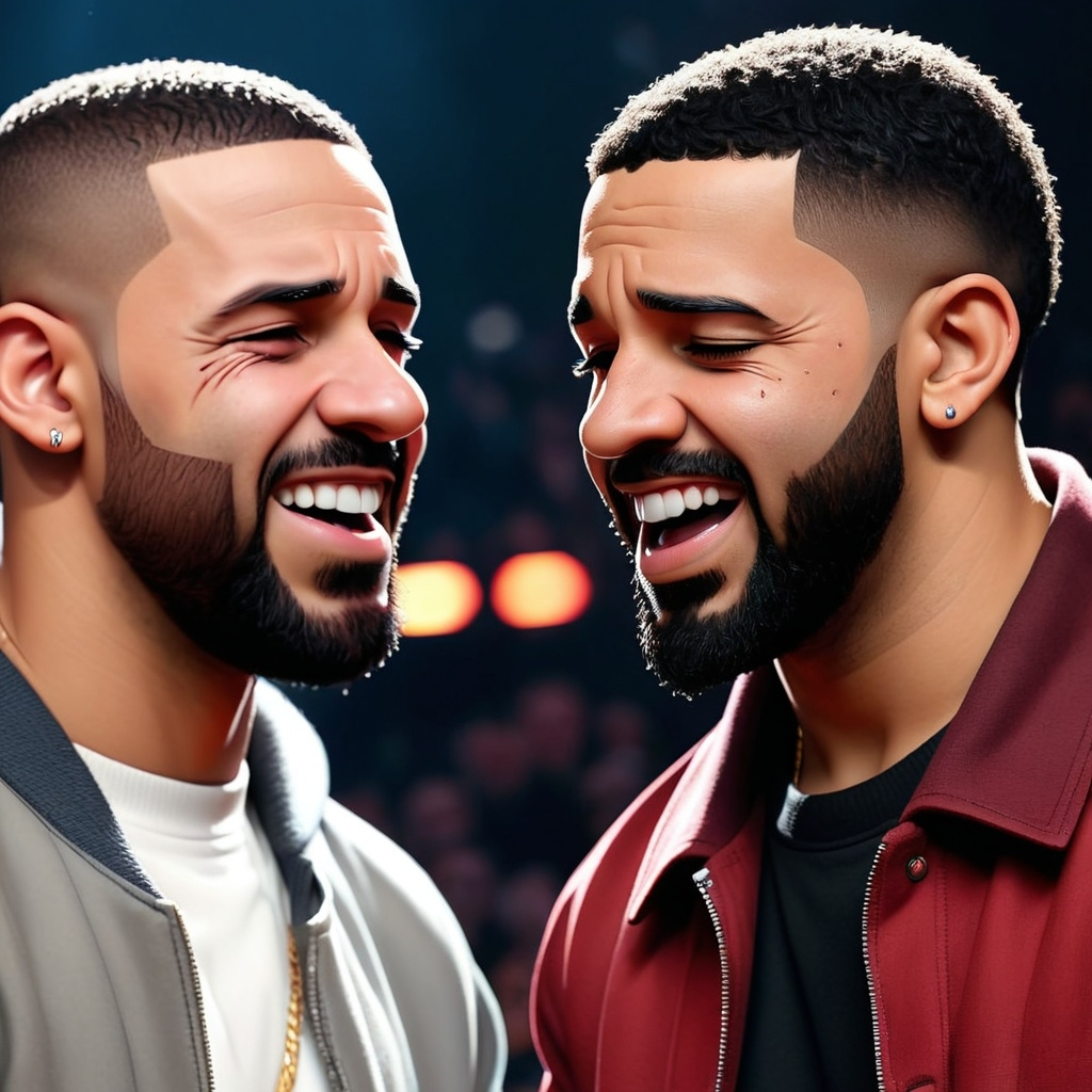 Make an image of facing Drake Kendrick make Kendrick...