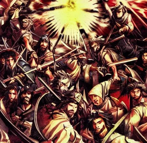 Anime war scene graphic High detail Samurai warrior... | OpenArt