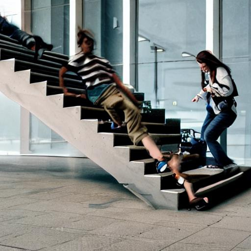 people falling down stairs | OpenArt