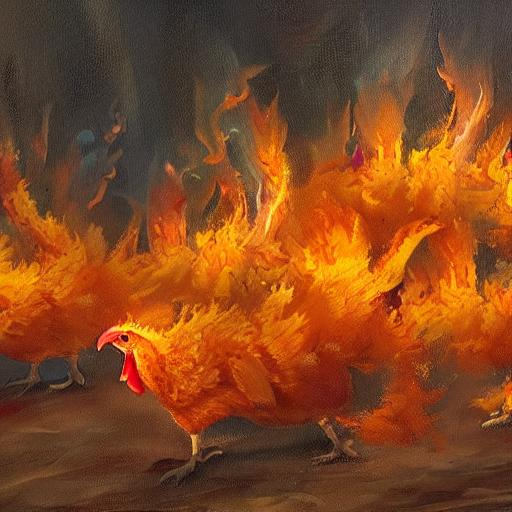 painting of an entire flock of angry fire-breathing... | OpenArt