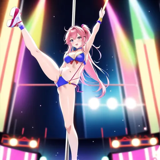 A llama wearing a pink tutu dancing on the stage of... | OpenArt