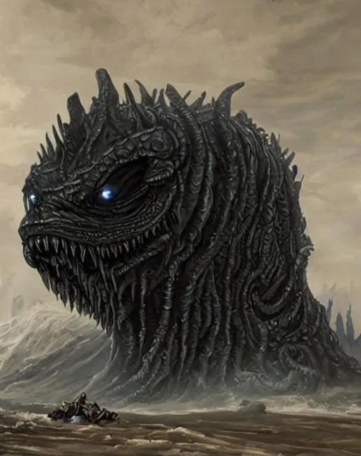 leviathan, giant, huge, ice, eldritch, horror, worm,...