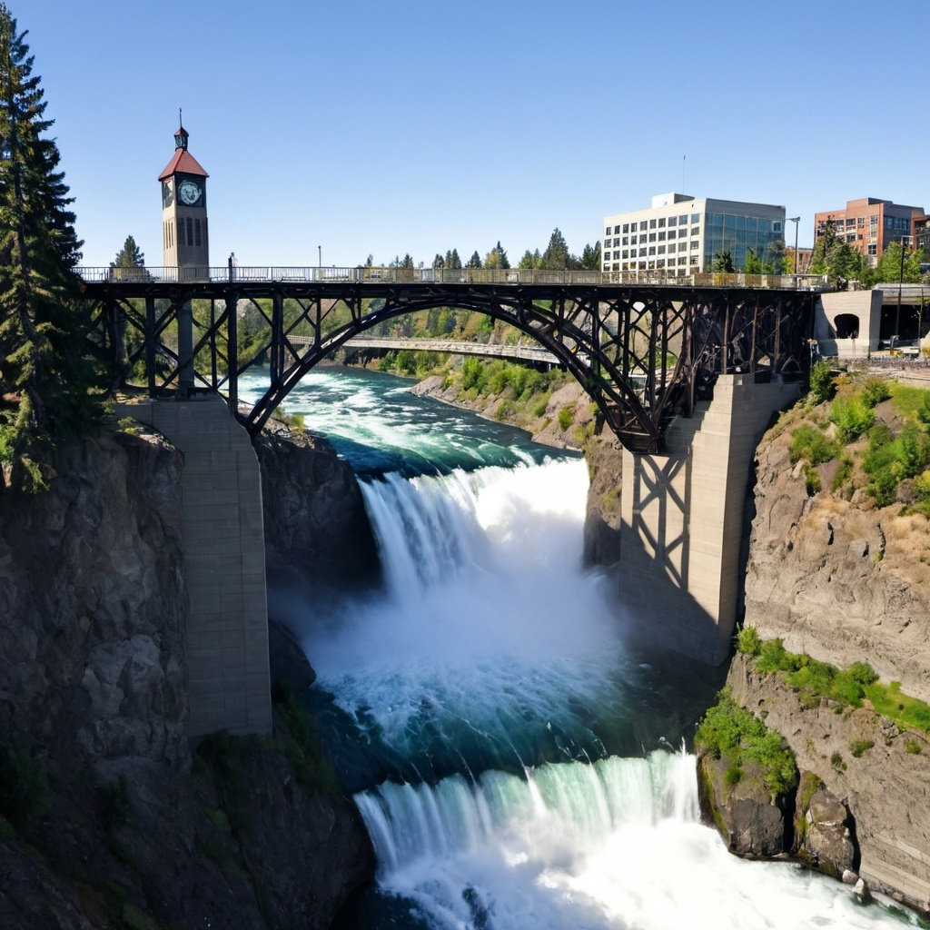 river gorge washington waterfall rapids spokane brid...