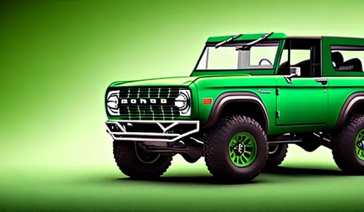 new ford bronco raptor in green., in studio, green b...