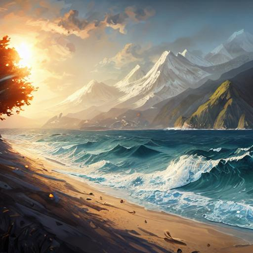 Detailed scenery, ,beach,ocean,8k ,16k,highly detail...