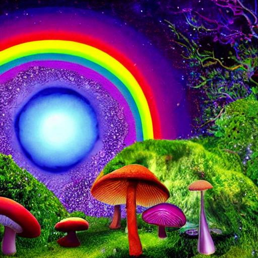 A rainbow hyperspace portal full of psychedelic mush... | OpenArt
