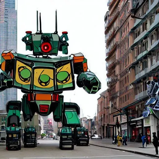 giant robot is destroying the city | OpenArt