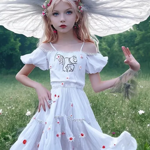 alien princess with white summer dress