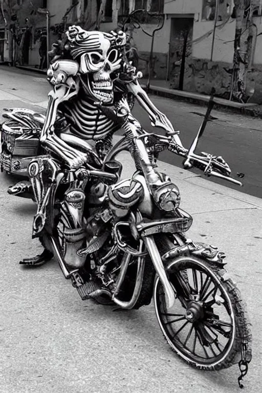 Skeleton riding motorcycle | OpenArt