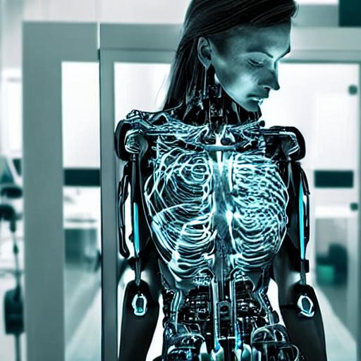 woman turning into a machine