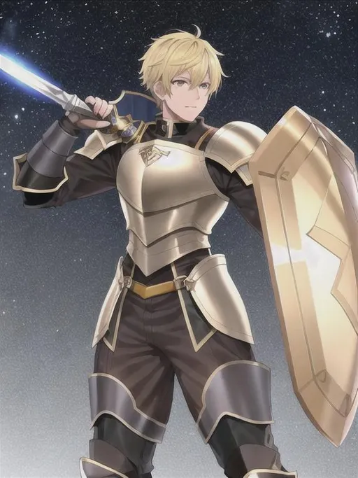 Fire Emblem style male human knight, dark skin, yell... | OpenArt