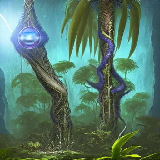 magical giant sentient tropical sandy palm tree carn... | OpenArt