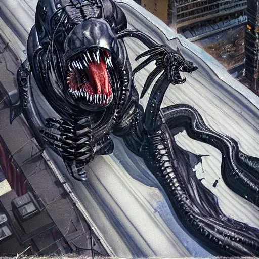 venom as a xenomorph and big tail in a grim dark new... | OpenArt